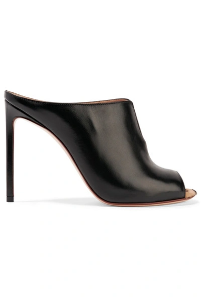 Francesco Russo Leopard-print Calf Hair-trimmed Leather Mules In Black ...