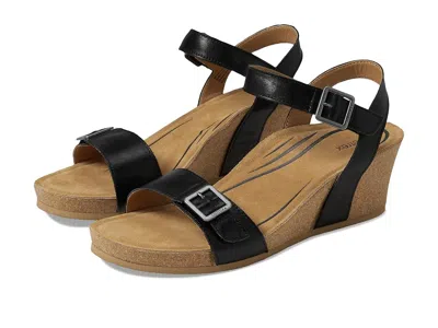 Aetrex Lexa Womens Leather Slingback Ankle Strap In Black Nubuck ...