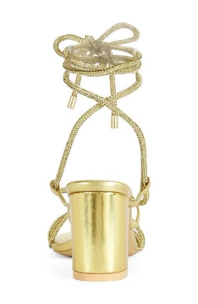 Azalea Wang Revani Ankle Wrap Sandal In Gold | ModeSens
