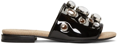 Toga Embellished Patent-leather Slides In Black | ModeSens