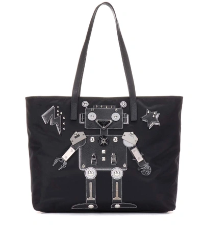 Prada Medium Nylon Robot Tote Bag, Black | ModeSens