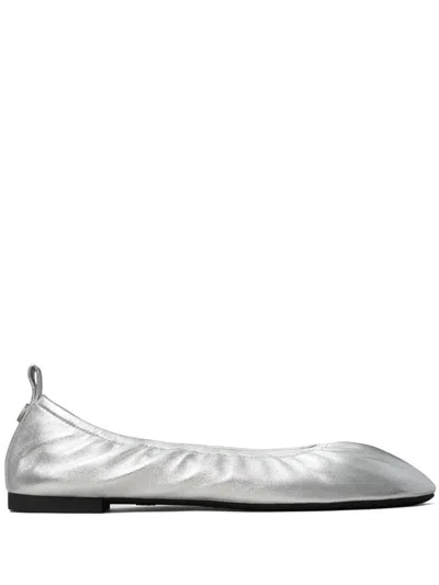 Tory Burch Eddie Leather Ballet Flat In Silver | ModeSens
