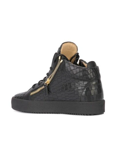 Giuseppe Zanotti - Black Crocodile-embossed Mid-top Sneaker Kriss | ModeSens