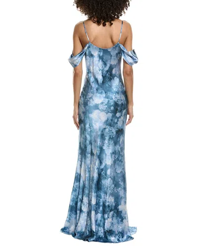 L'agence Kenna Cowl Cold Shoulder Silk Maxi Dress In Blue | ModeSens