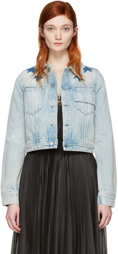Givenchy Star Denim Cropped Jacket In Blue | ModeSens