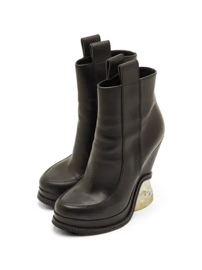 Pre-owned Fendi Leather Ankle Boots In Black | ModeSens