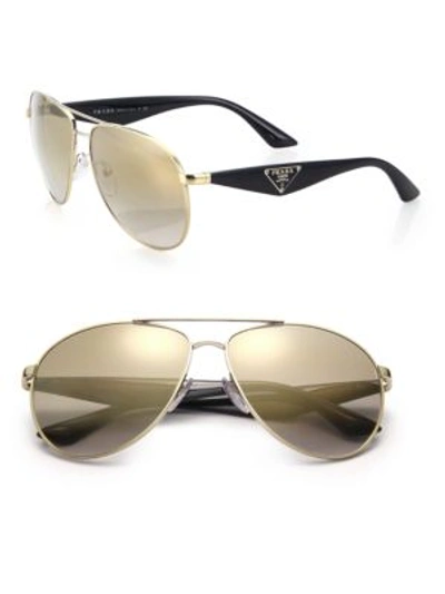 Prada Pr 53qs Zvn1x1 Triangle Pale Gold Aviator Sunglasses In Gold ...
