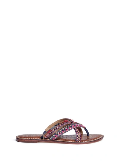 Sam Edelman Karly Beaded Crisscross Flat Sandal, Navy/multi | ModeSens