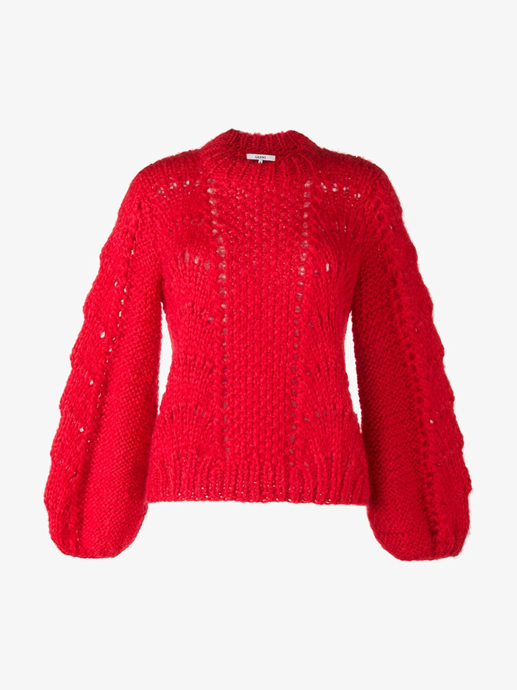 Ganni Julliard Mohair And Wool-blend Sweater In Fiery Red | ModeSens