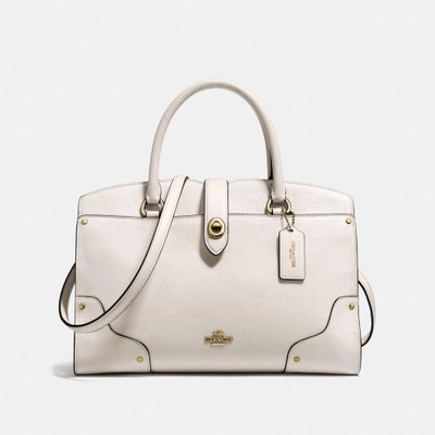 Coach Mercer 30 Satchel In Grain Leather In Light Gold/chalk | ModeSens