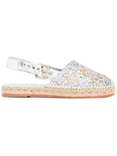 Chiara Ferragni Star Glitter Espadrilles In Silver | ModeSens