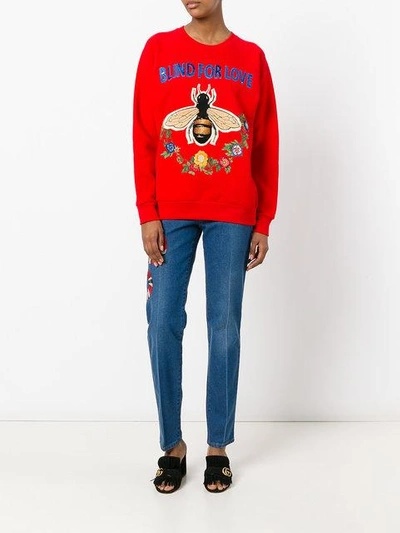 Gucci Cotton Jersey Blind For Love Sweatshirt Red In Redmulti Modesens