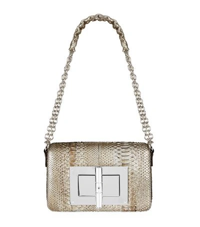 Tom Ford Large Python Natalia Chain Shoulder Bag In Silver | ModeSens