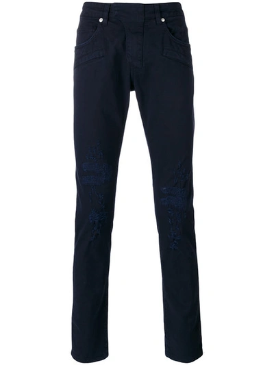Pierre Balmain Destroyed Knees Skinny Jeans | ModeSens