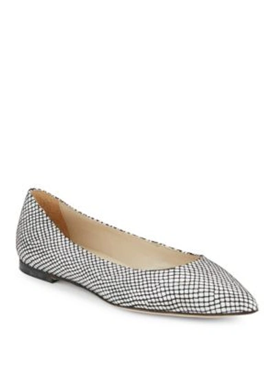 Halston Heritage Halston Textured Leather Ballet Flats In White - Black ...