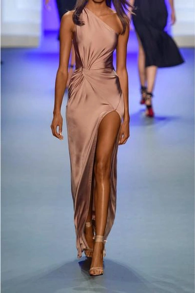 Cushnie Et Ochs Woman Denise One Shoulder Stretch Satin Gown Antique