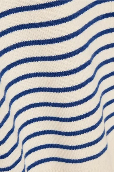 Saint Laurent Grunge Crewneck Sweater In Ivory And Blue Striped ...