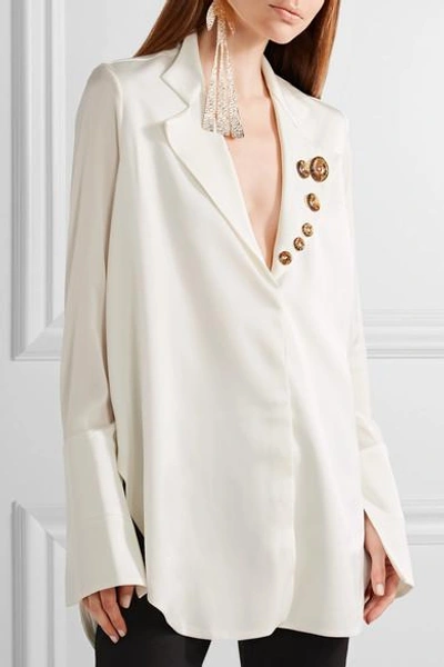 Ellery Mona Lisa Embellished Stretch Silk-satin And Georgette Blouse ...