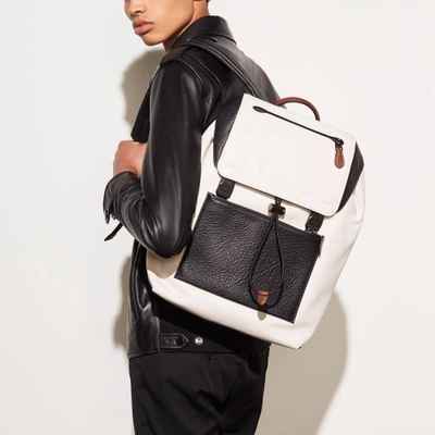 Coach Manhattan Backpack In Mixed Leathers In Black Antique Nickel ...
