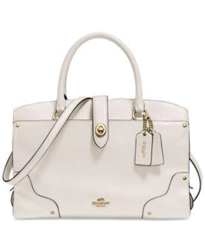 Coach Mercer 30 Satchel In Grain Leather In Light Gold/chalk | ModeSens