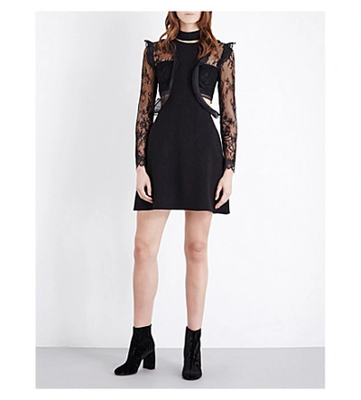 Self-portrait Mack Layered Lace And Crepe Midi Dress In Black | ModeSens