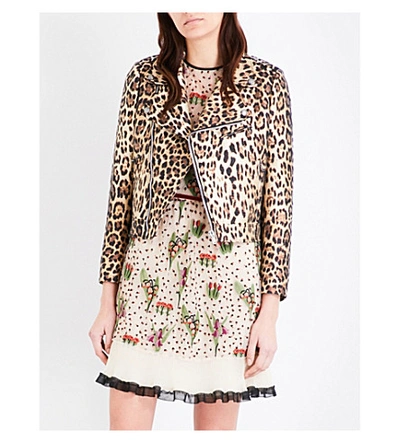 Red Valentino Leopard-jacquard Biker Jacket In Nero | ModeSens