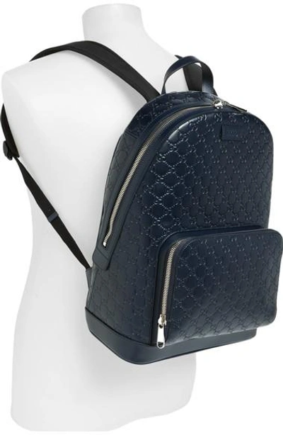 Gucci Signature Leather Backpack In Blue | ModeSens