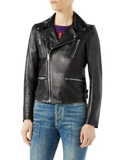 Gucci Loved Tiger-embroidered Leather Jacket In Black | ModeSens
