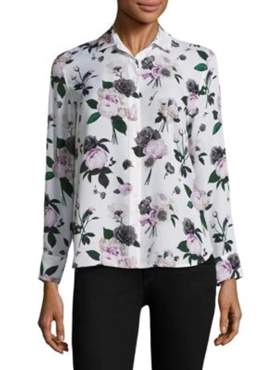 Equipment Leema Floral-print Silk Crepe De Chine Shirt In Bright White ... Equipment Leema Floral-print Silk Crepe De Chine Shirt In Bright White ...