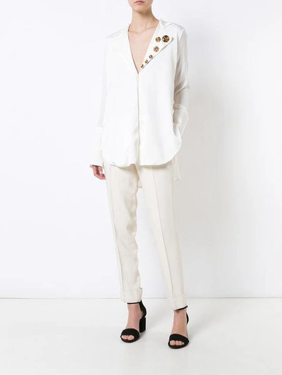 Ellery Mona Lisa Embellished Stretch Silk-satin And Georgette Blouse ...