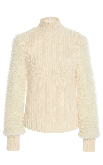 Carven Textured Sleeve Sweater | ModeSens