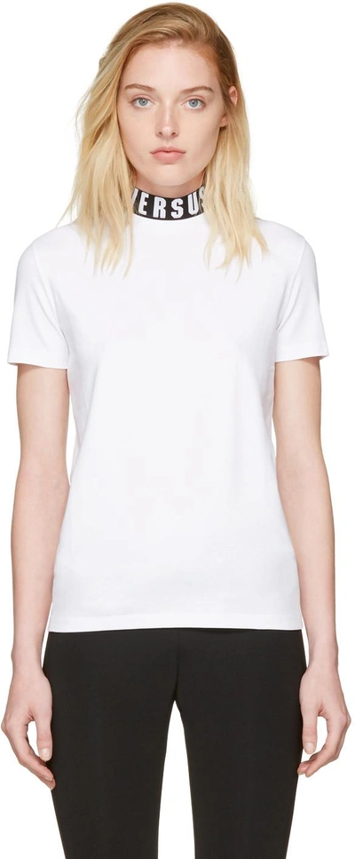 Versus Logo Cotton Jersey T-shirt In Bianco | ModeSens