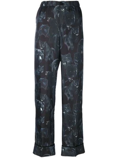 F.r.s For Restless Sleepers Etere Black Panther Print Silk Trousers ...