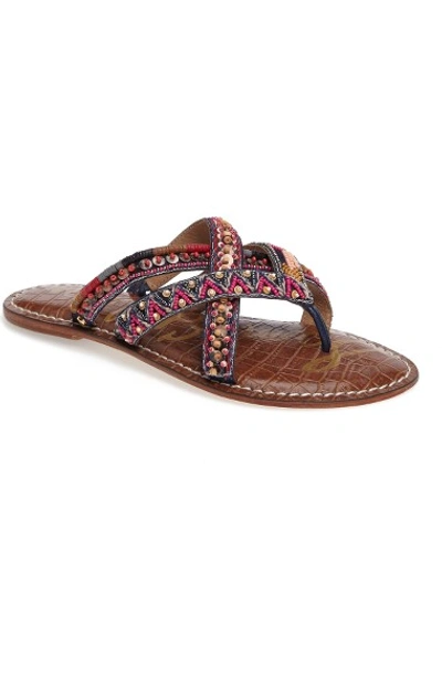 Sam Edelman Karly Beaded Crisscross Flat Sandal, Navy/multi | ModeSens