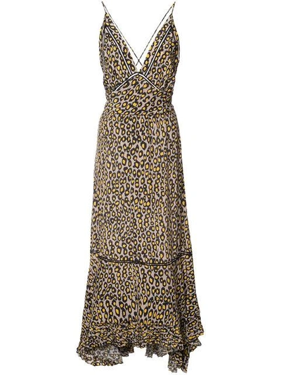Derek Lam Leopard-print Lace-inset Sleeveless Silk Midi Dress, Yellow ...
