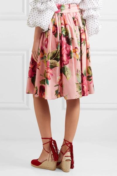 Dolce & Gabbana Printed Cotton-poplin Skirt In Pink | ModeSens