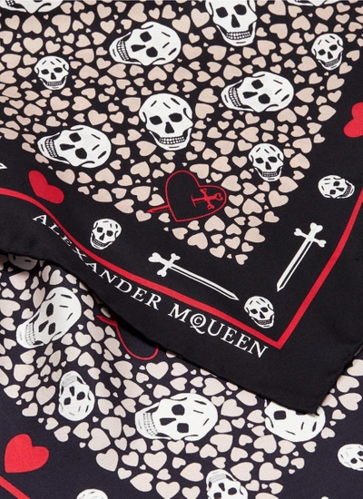 Alexander Mcqueen Heart Dagger Skull Print Silk Twill Scarf | ModeSens