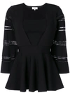 Carven Babydoll Knit Peplum Top, Black | ModeSens