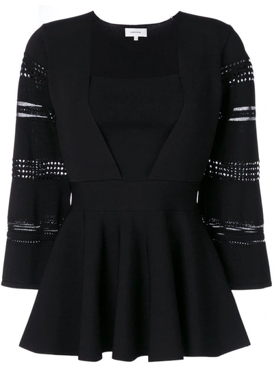 Carven Babydoll Knit Peplum Top, Black | ModeSens