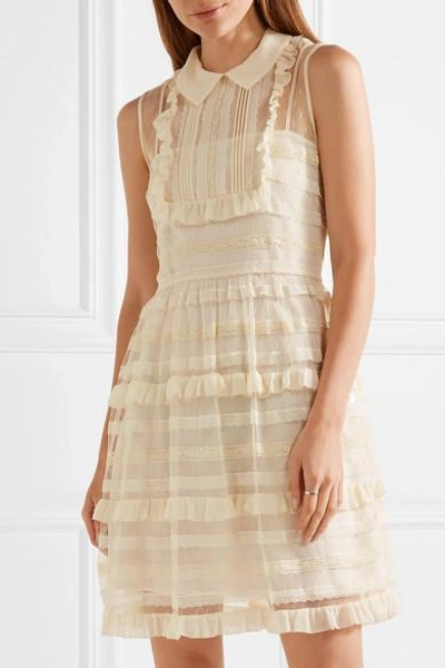 Red Valentino Ruffled Point Desprit Tulle Mini Dress In Cream Modesens