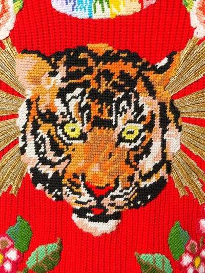 Gucci Oversized Embroidered Rabbit Knit Cardigan In Red | ModeSens