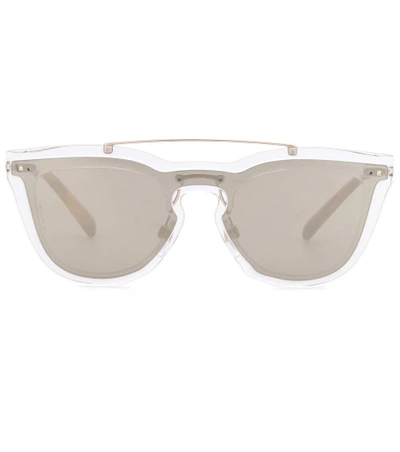 Valentino Mirrored Cat Eye Shield Sunglasses, 55mm In Gold | ModeSens