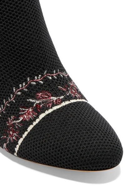 Tabitha Simmons Lara Belle Embroidered Stretch-knit Sock Boots In Black Multi | ModeSens