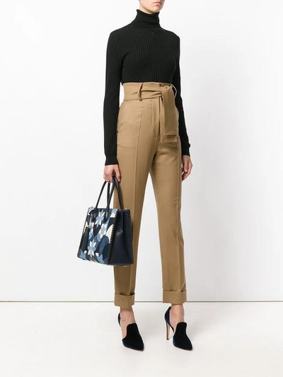 Sara Battaglia Wool Blend Twill Tapered Trousers In Camel Modesens