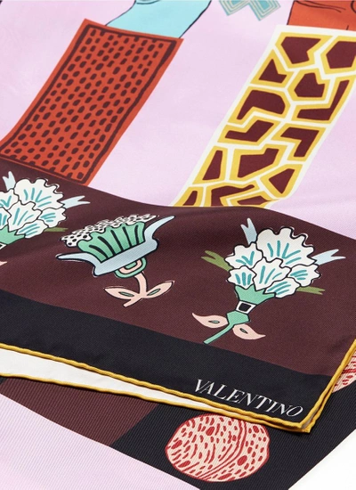 Valentino Number Hand Sign Print Silk Twill Scarf | ModeSens
