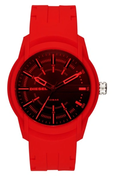 Diesel Men's Armbar Red Silicone Strap Watch 45mm Dz1820 In Black/red ...