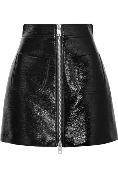 Sara Battaglia Crinkled Faux Patent Leather Mini Skirt Modesens
