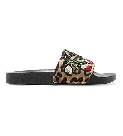 Steve Madden Leopard-print Embellished Slider In Leopard Multi | ModeSens