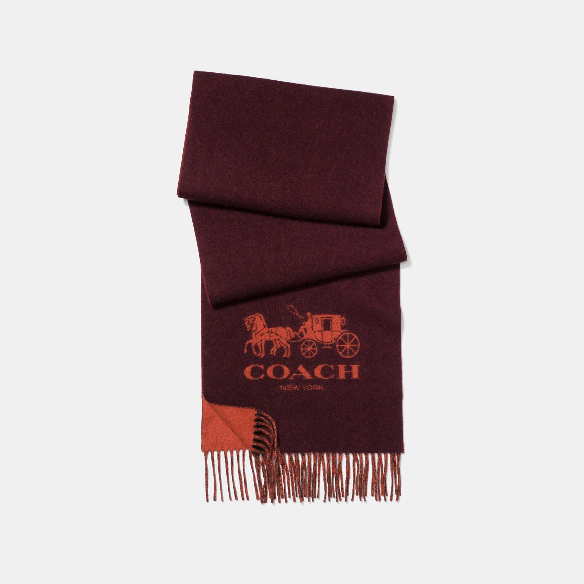 Coach Cashmere Bicolor Signature Scarf In Oxblood/deep Orange | ModeSens