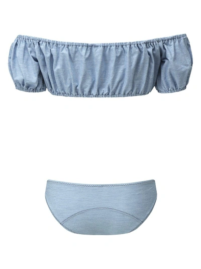 Lisa Marie Fernandez Leandra Faded Denim Bikini | ModeSens